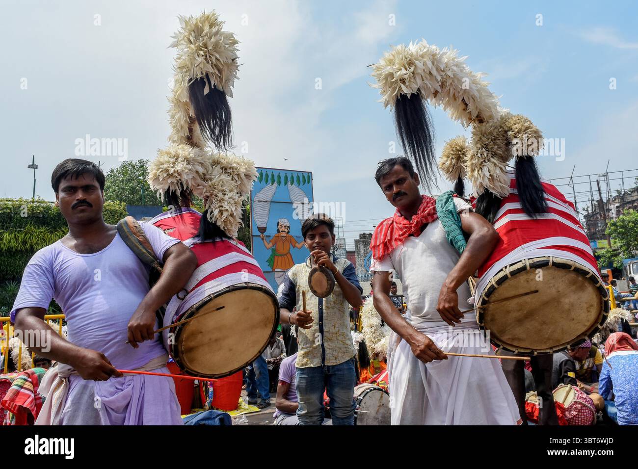 October 3, 2019, Kolkata, West bengal, India: A band of dhak players ...