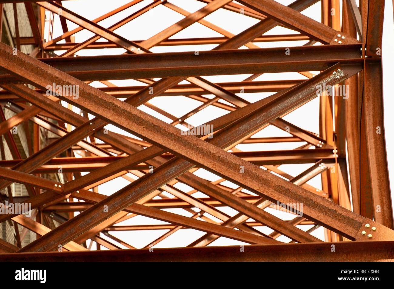 Construction elements metal beams. Building reinforcement. Metal slats ...