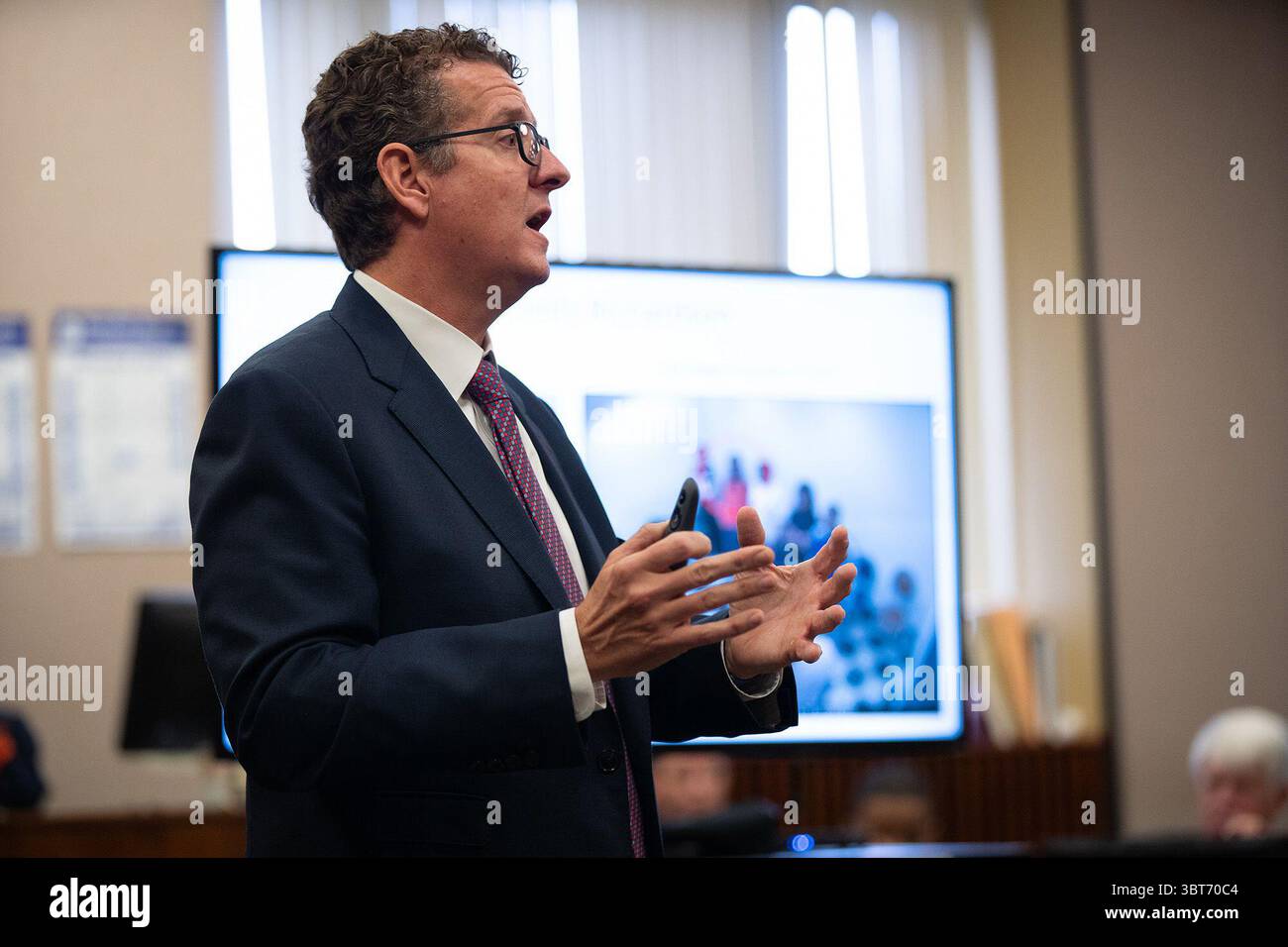 October 3, 2019, Chicago, IL, USA: Attorney Todd Pugh makes closing ...