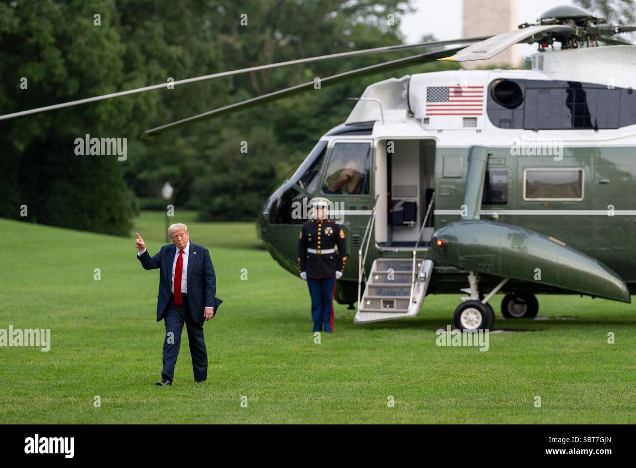 President Donald Trump arrives on the South Lawn on Sunday, July 13th ...