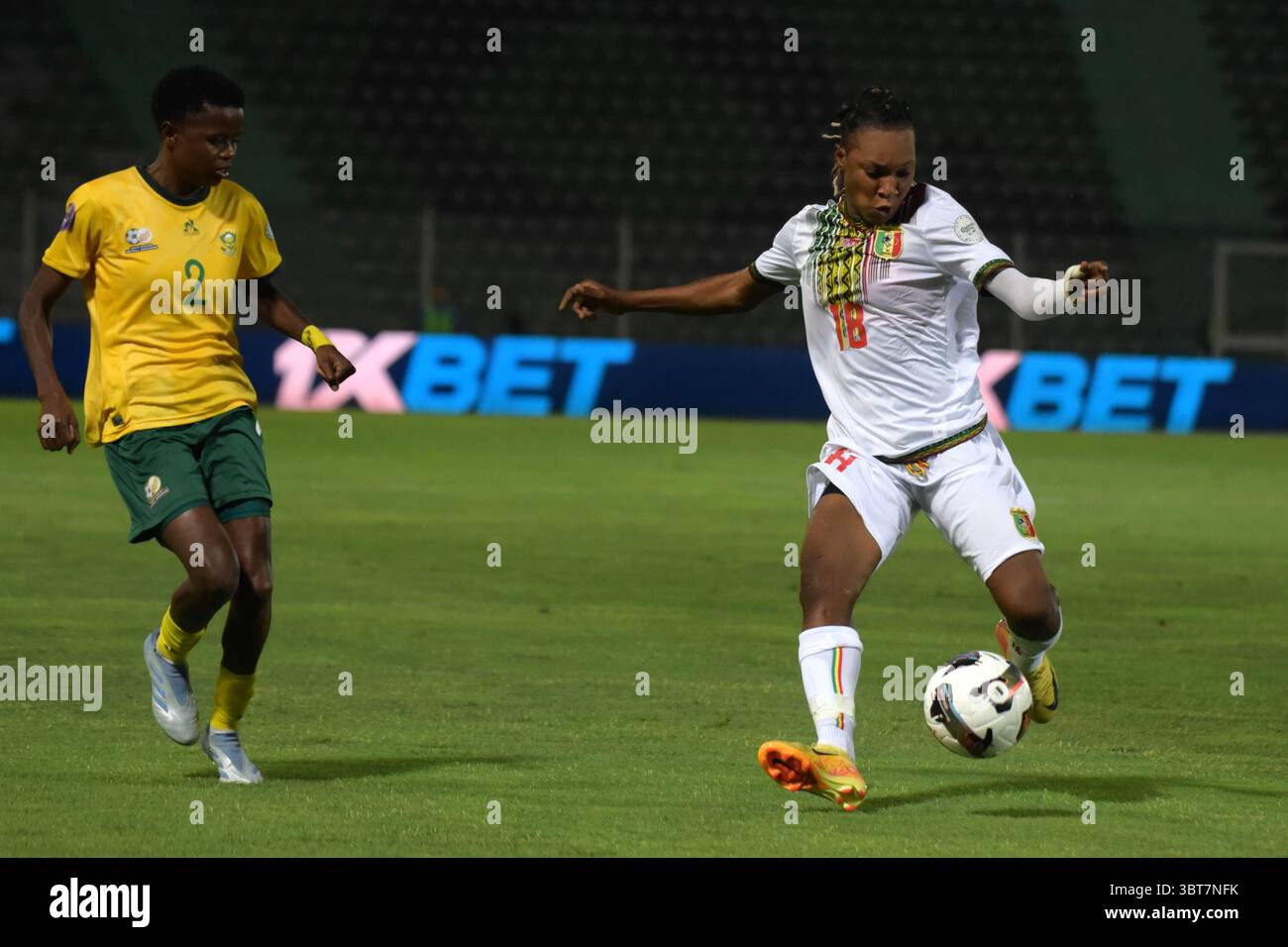 OUJDA, MOROCCO - JULY 14: Fikile Magama of South Africa and Aicha ...