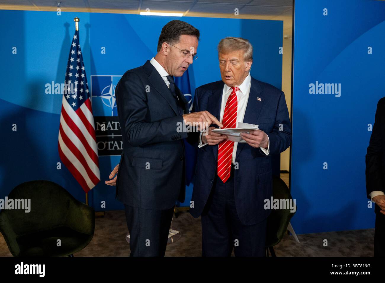 President Donald Trump attends a pull-aside meeting with NATO Secretary ...