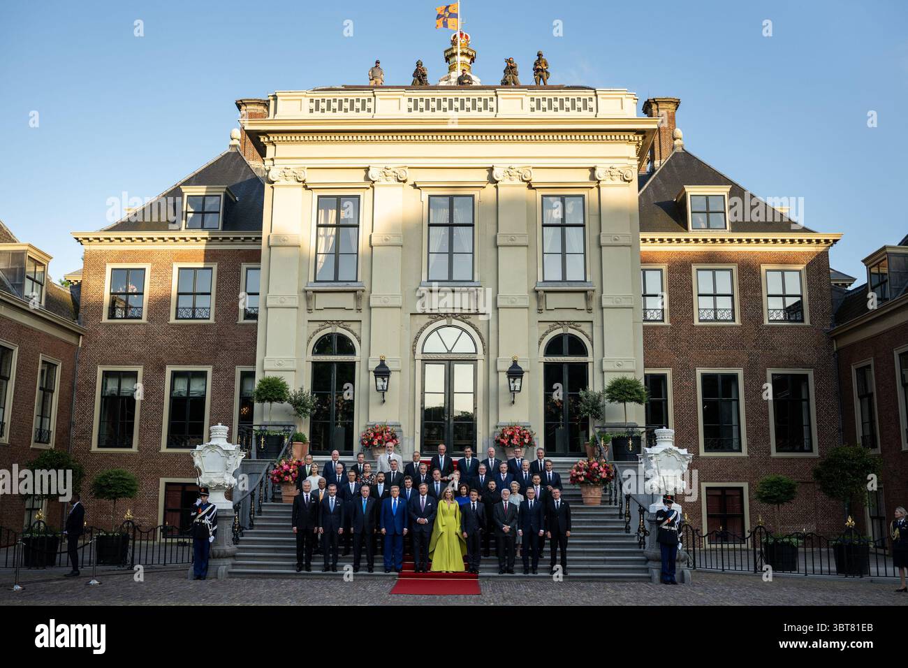 President Donald Trump participates in a family photo for the 2025 NATO ...