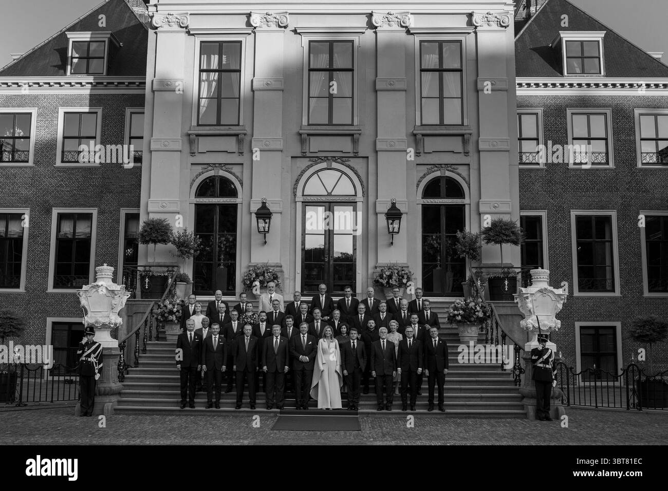 President Donald Trump participates in a family photo for the 2025 NATO ...