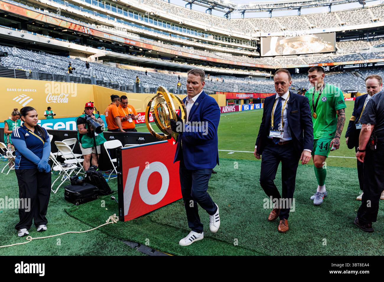New Jersey - July 13: A Chelsea FC member holds the FIFA Club World Cup ...