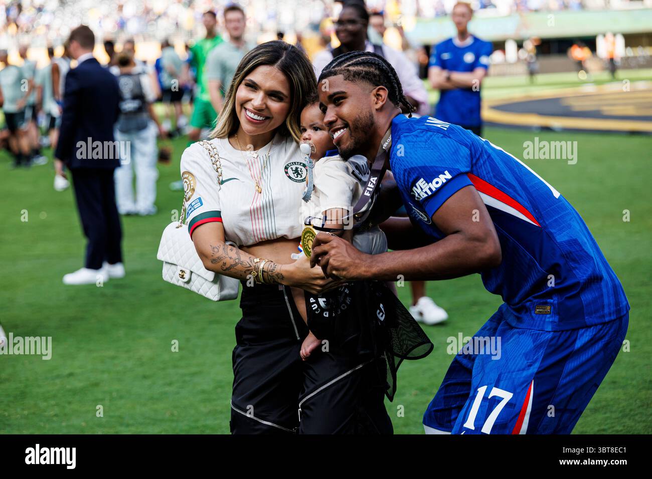 New Jersey - July 13: Andrey Santos of Chelsea FC poses with his family following the FIFA Club ...