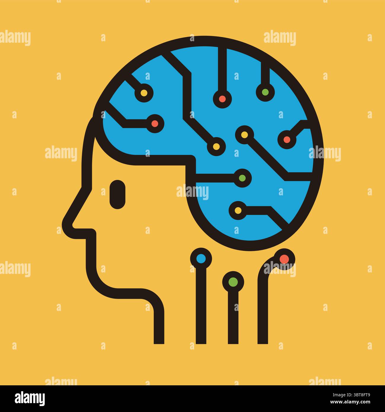 Artificial intelligence brain concept flat style Stock Vector Image ...