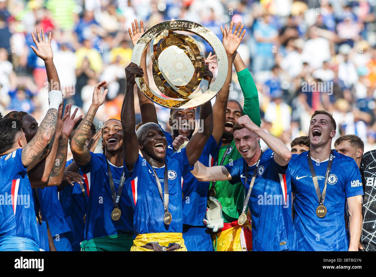New Jersey - July 13: Players of Chelsea FC lift the trophy during the FIFA Club World Cup 2025 ...