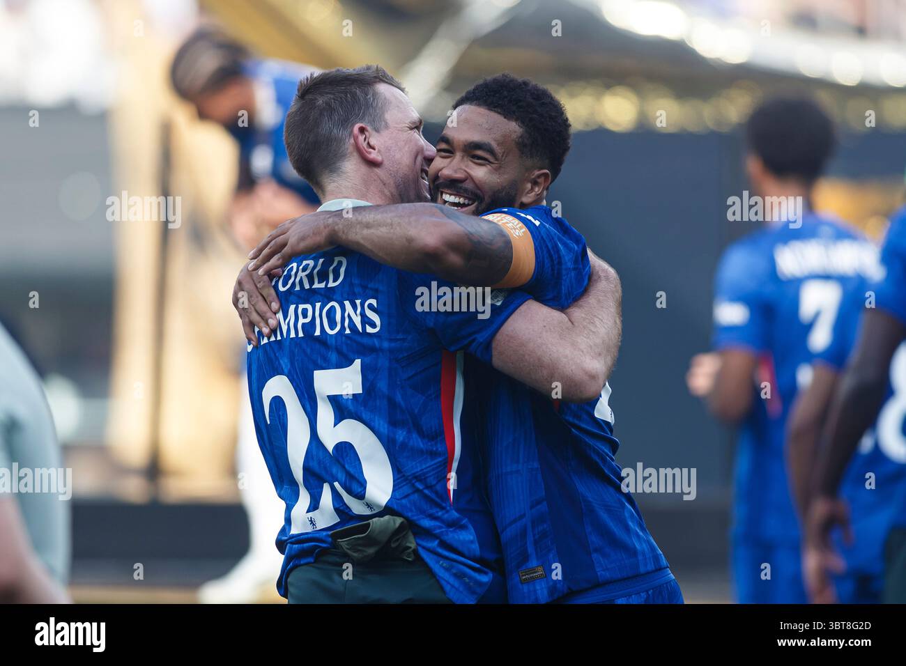 New Jersey - July 13: Reece James of Chelsea FC (R) celebrates with ...
