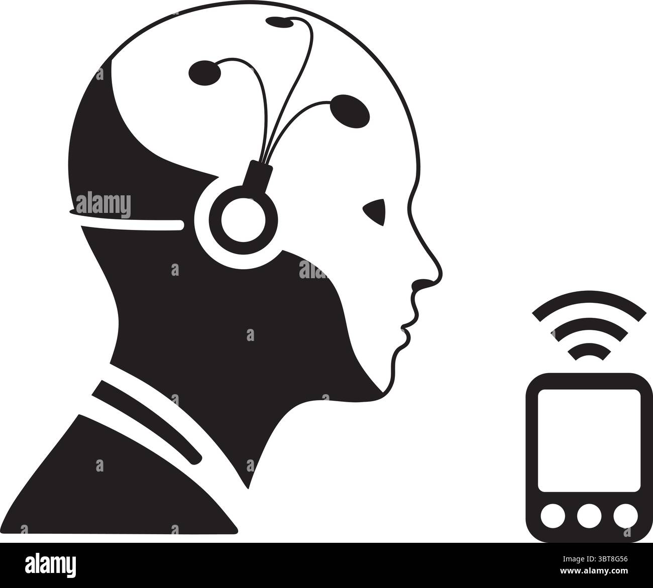 Artificial intelligence brain computer interface concept Stock Vector ...