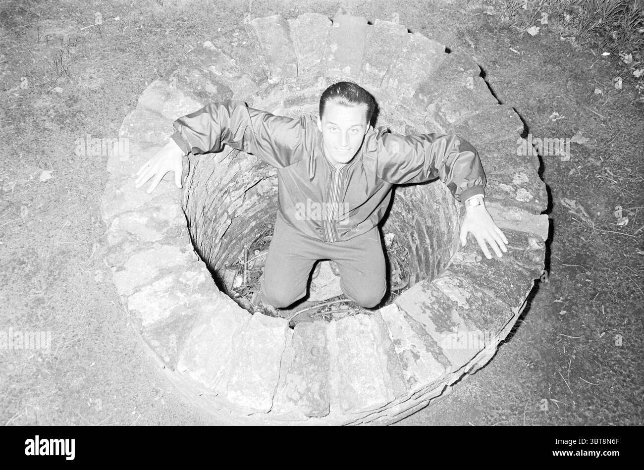Man in a closed well., Whizgle News, Dutch Desk, The Netherlands, 1950 ...