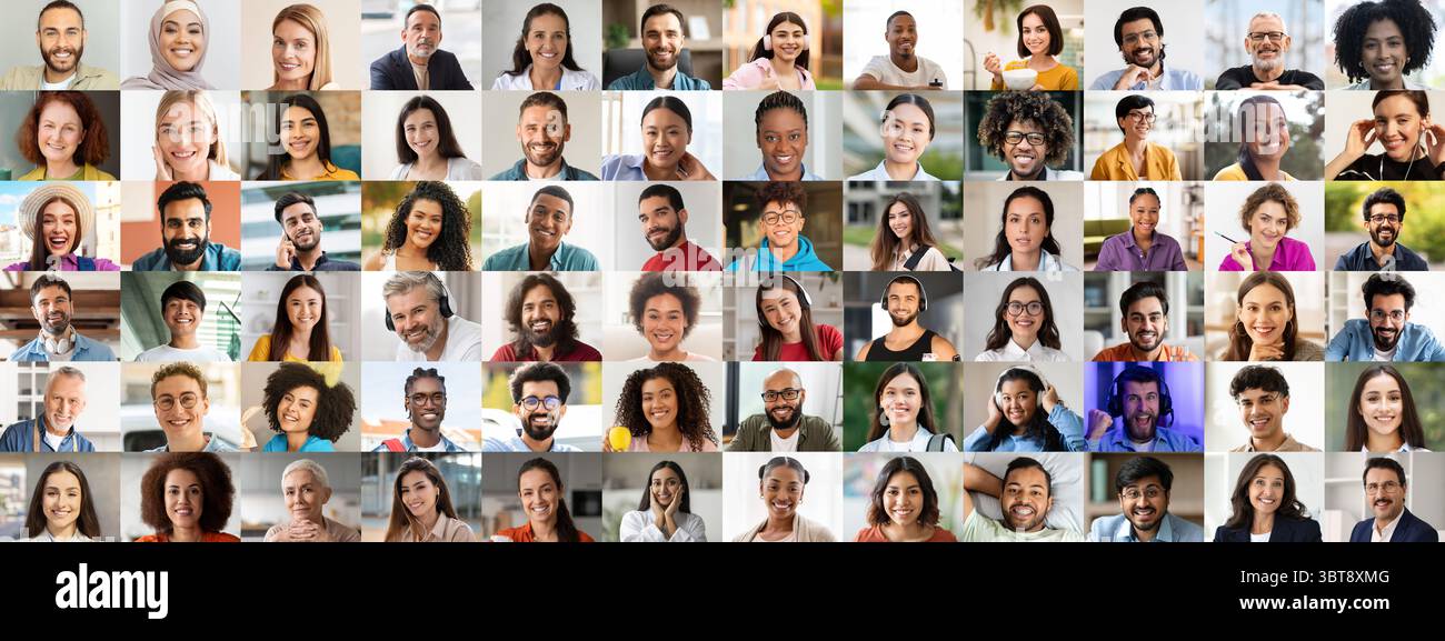 Diverse group of happy individuals celebrating life in a collage of ...