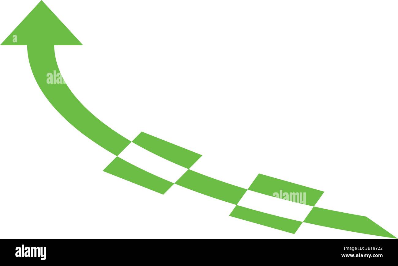 Green checkered upward arrow vector concept for financial growth and ...