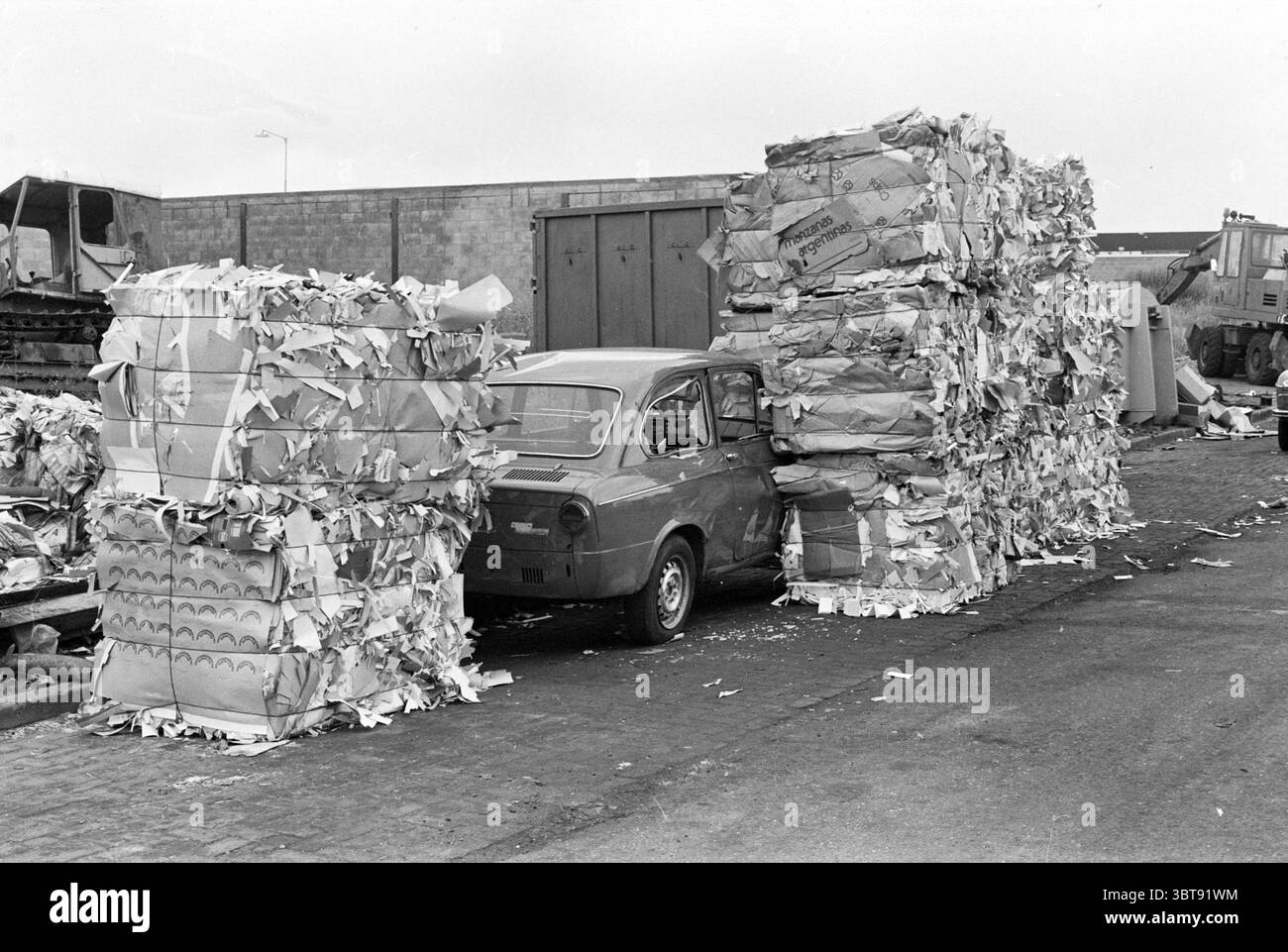 Compressed cardboard waste bales Black and White Stock Photos & Images ...