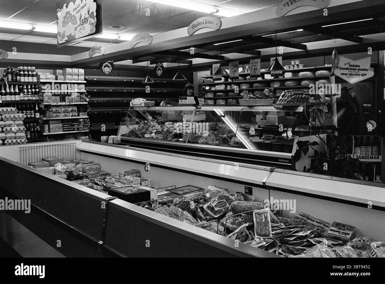 Bustling grocery store interior features neatly hi-res stock ...
