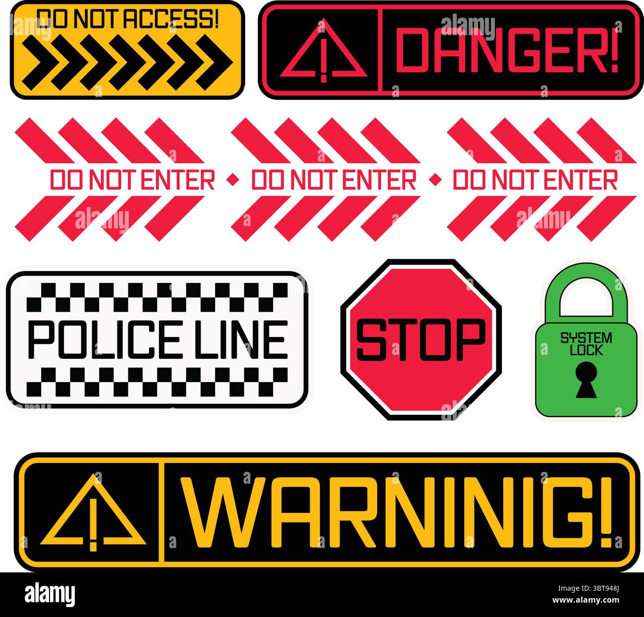 Danger Warning Sign Label Vector — High Risk Safety Symbol for ...