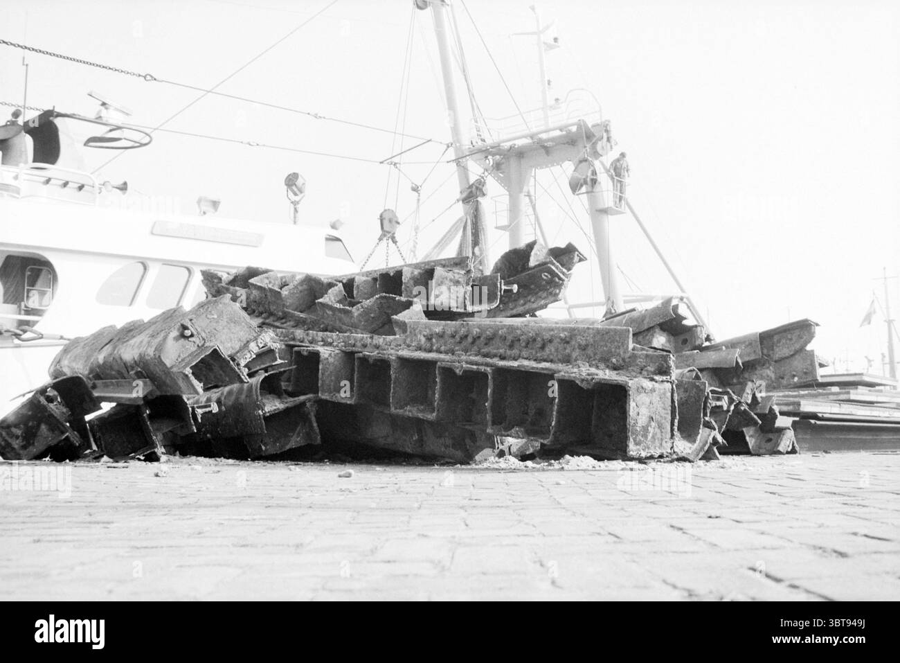 Old scrap metal in the port of IJmuiden Havens IJmuiden The Netherlands ...