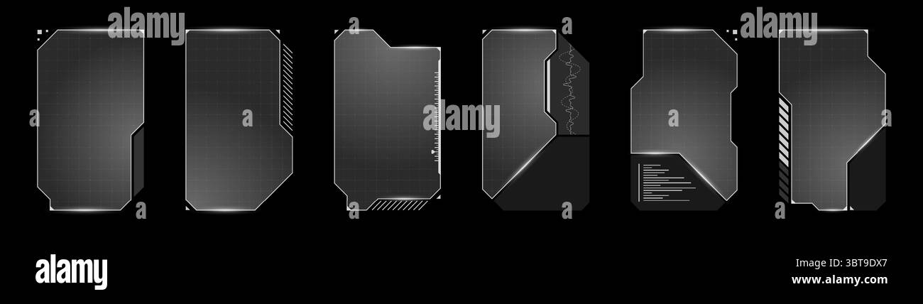 Cyberpunk streamer layout with tech panel frame, glowing bars and ...