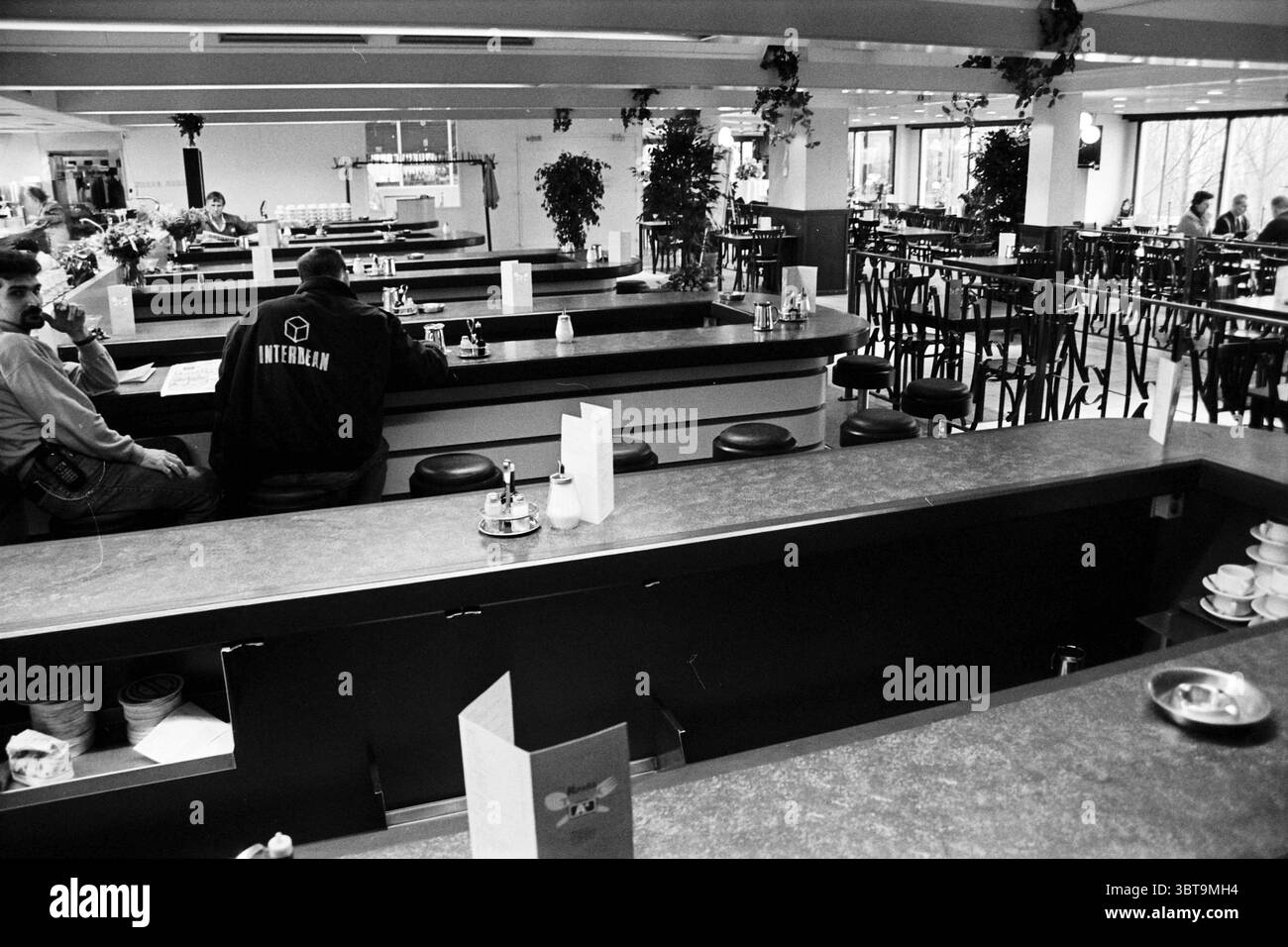 Modern restaurant interior gray Black and White Stock Photos & Images ...