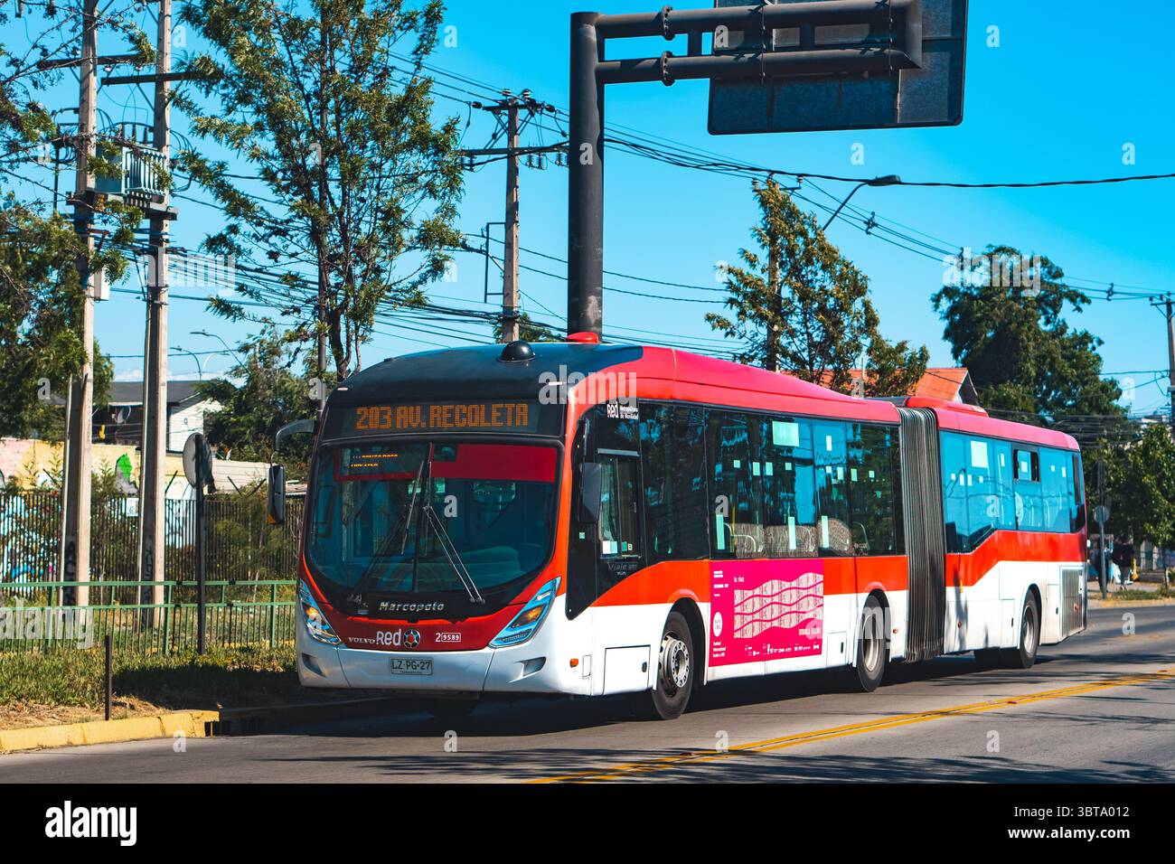 Santiago, Chile - December 14 2023: A public transport Transantiago, or ...