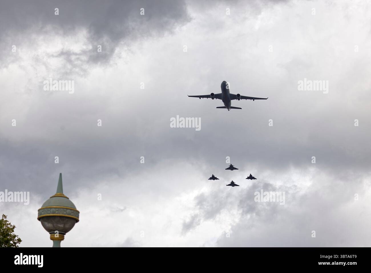 Paris, France. 14th July, 2025. Flypast during the French National Day ...
