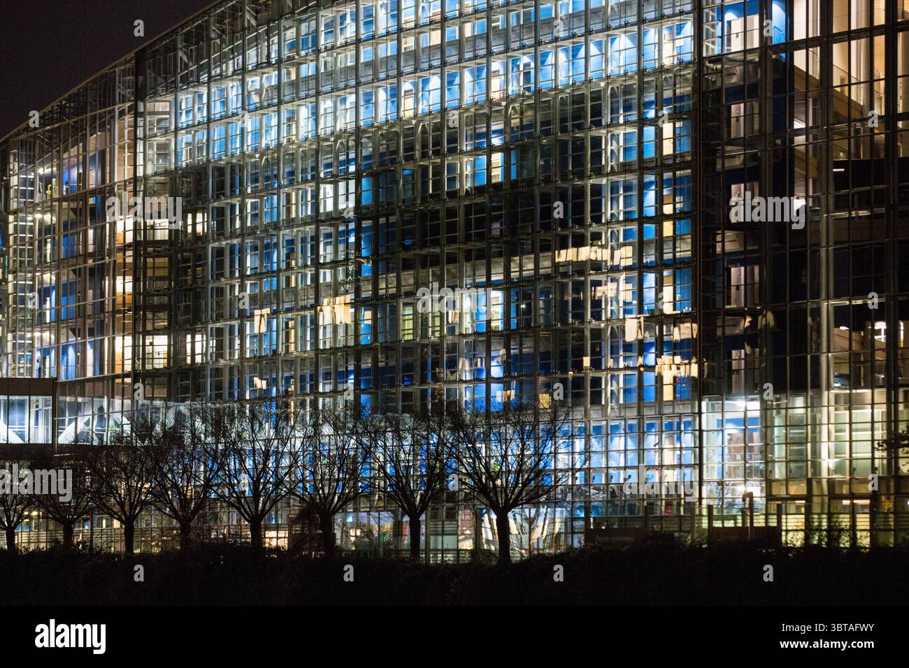 A night view of the Louise Weiss building, official headquarters of the ...