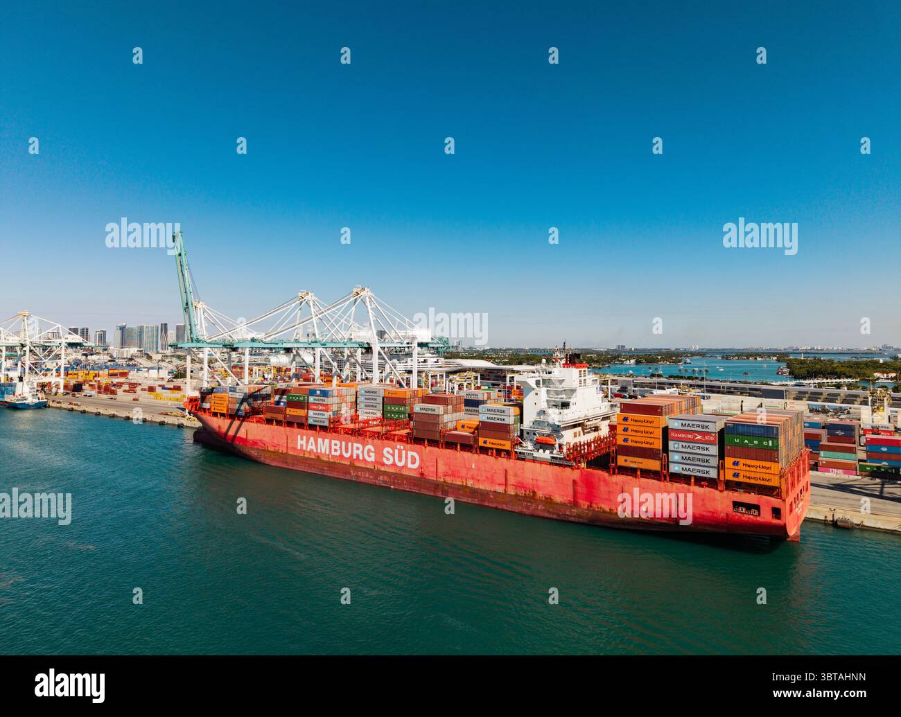 Miami, Florida, USA - March 20, 2025: Cargo Hamburg Sud ship services ...