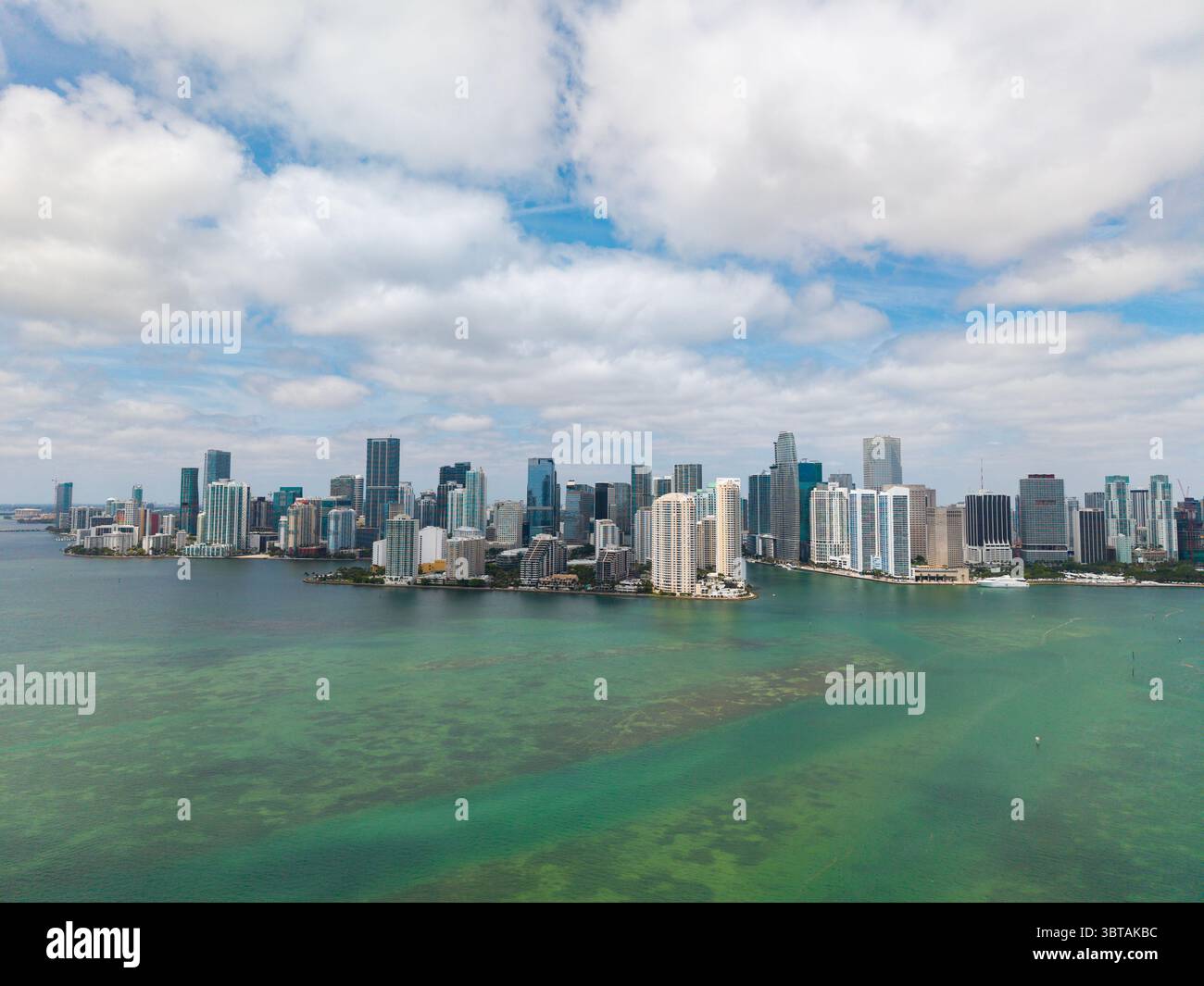 Aerial view of Brickell skyline in downtown Miami. Scenic panorama of ...