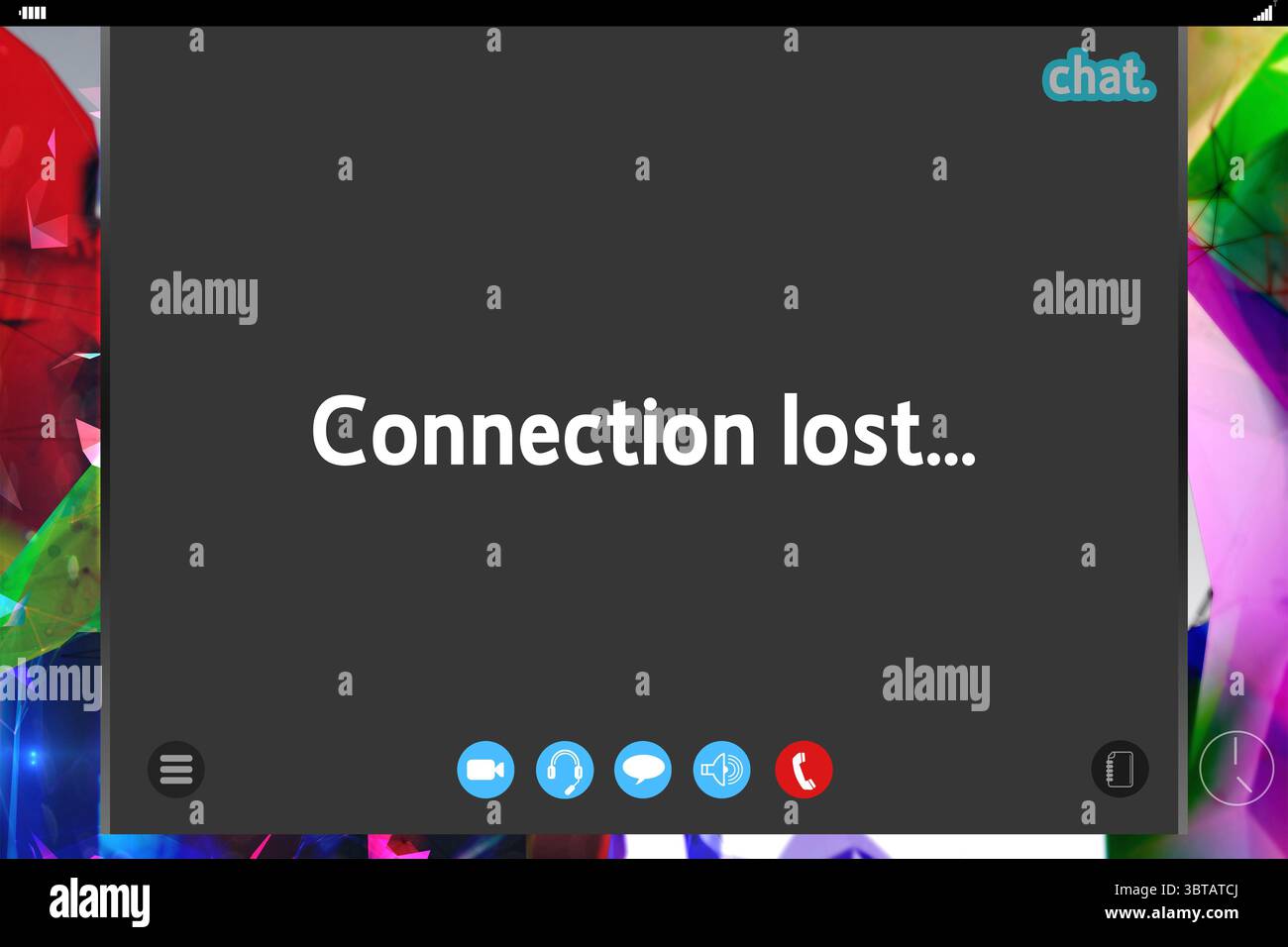 Lost connection message is showing on dark flat UI panel, with chat ...