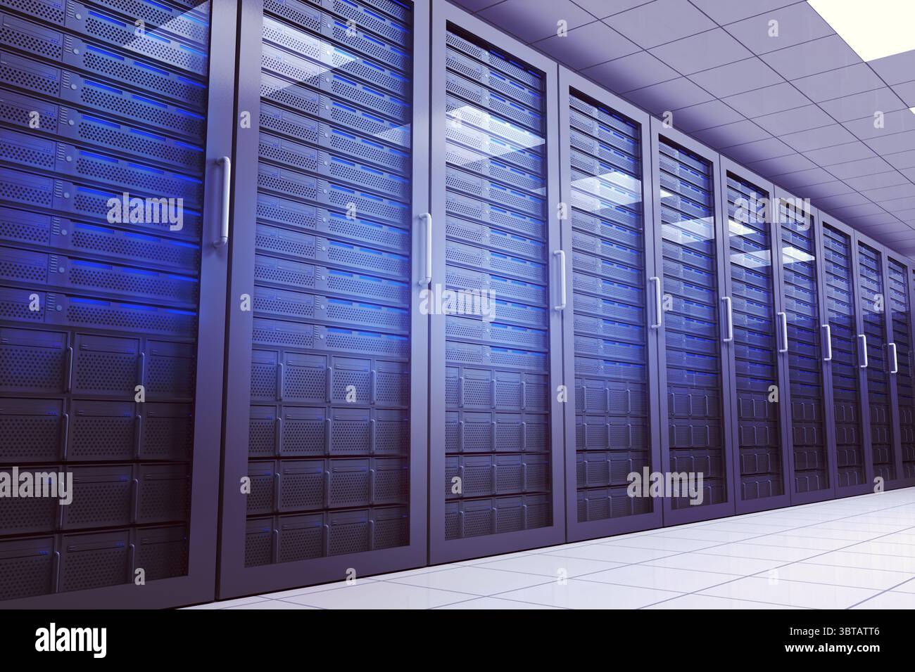 Digitally generated server room with towers Stock Photo - Alamy