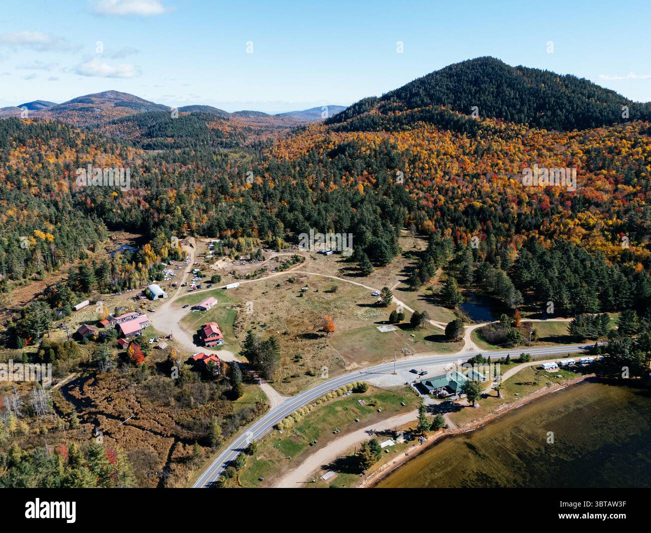 Fall Colours in the White Face Mountain ski resort and lake. Color ...