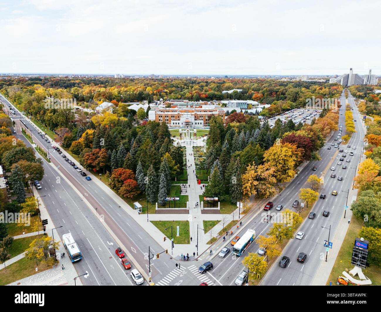 Aerial view of the botanical garden in Montreal, Quebec, Canada Stock ...