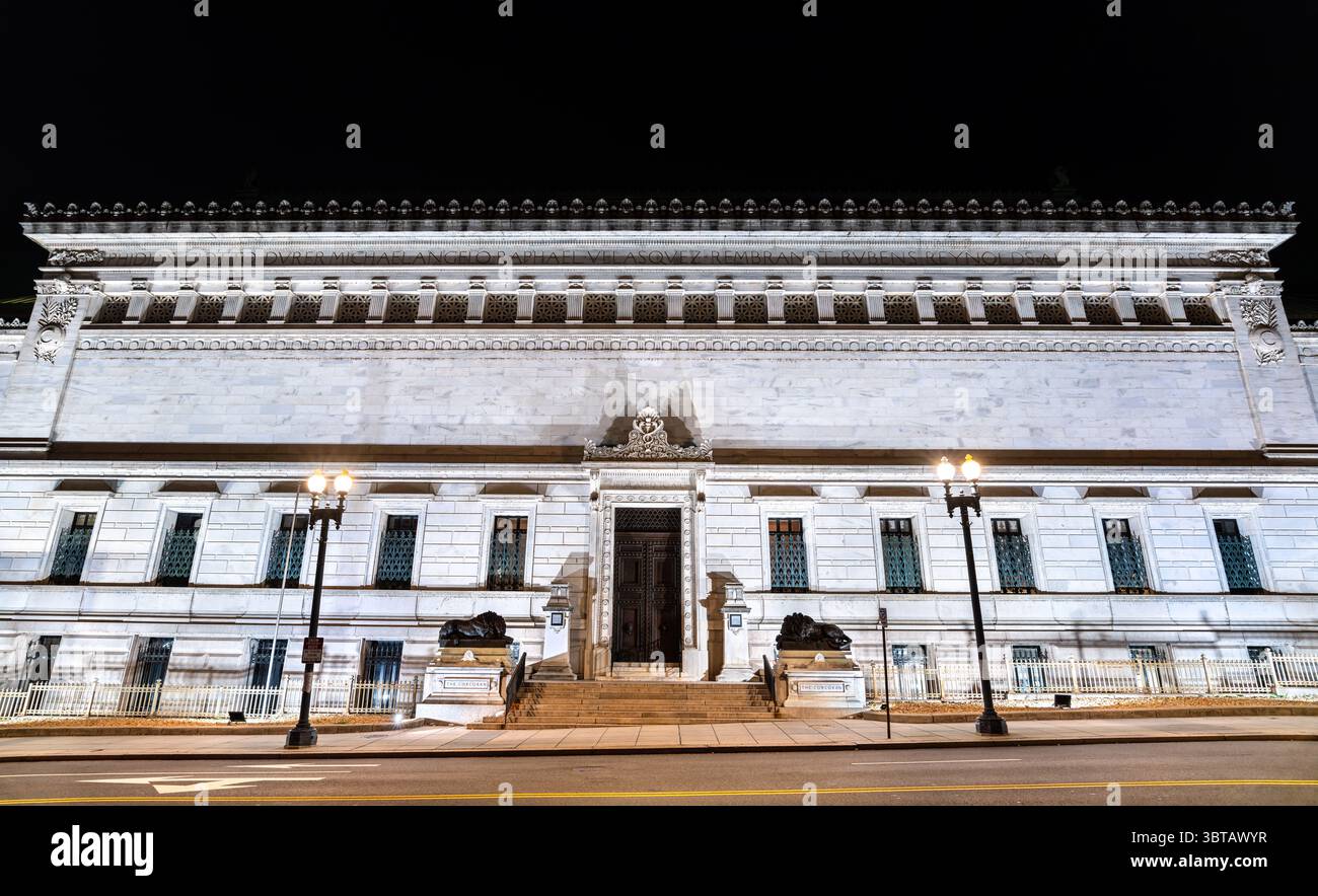Washington DC, United States - July 6, 2025: Night view of The Corcoran ...