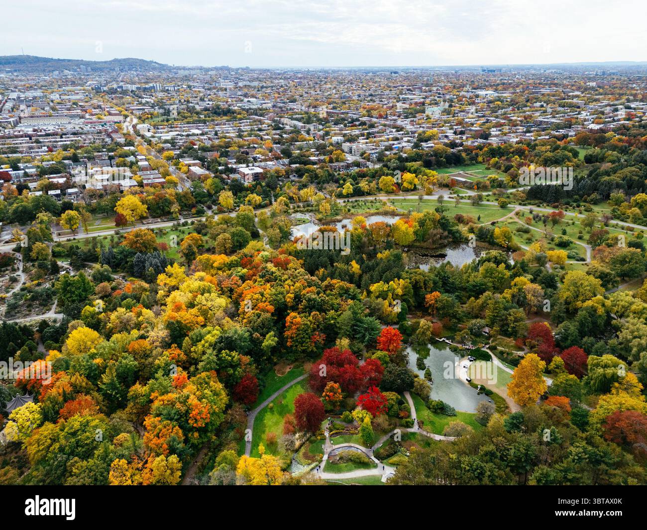 Aerial view of the botanical garden in Montreal, Quebec, Canada Stock ...