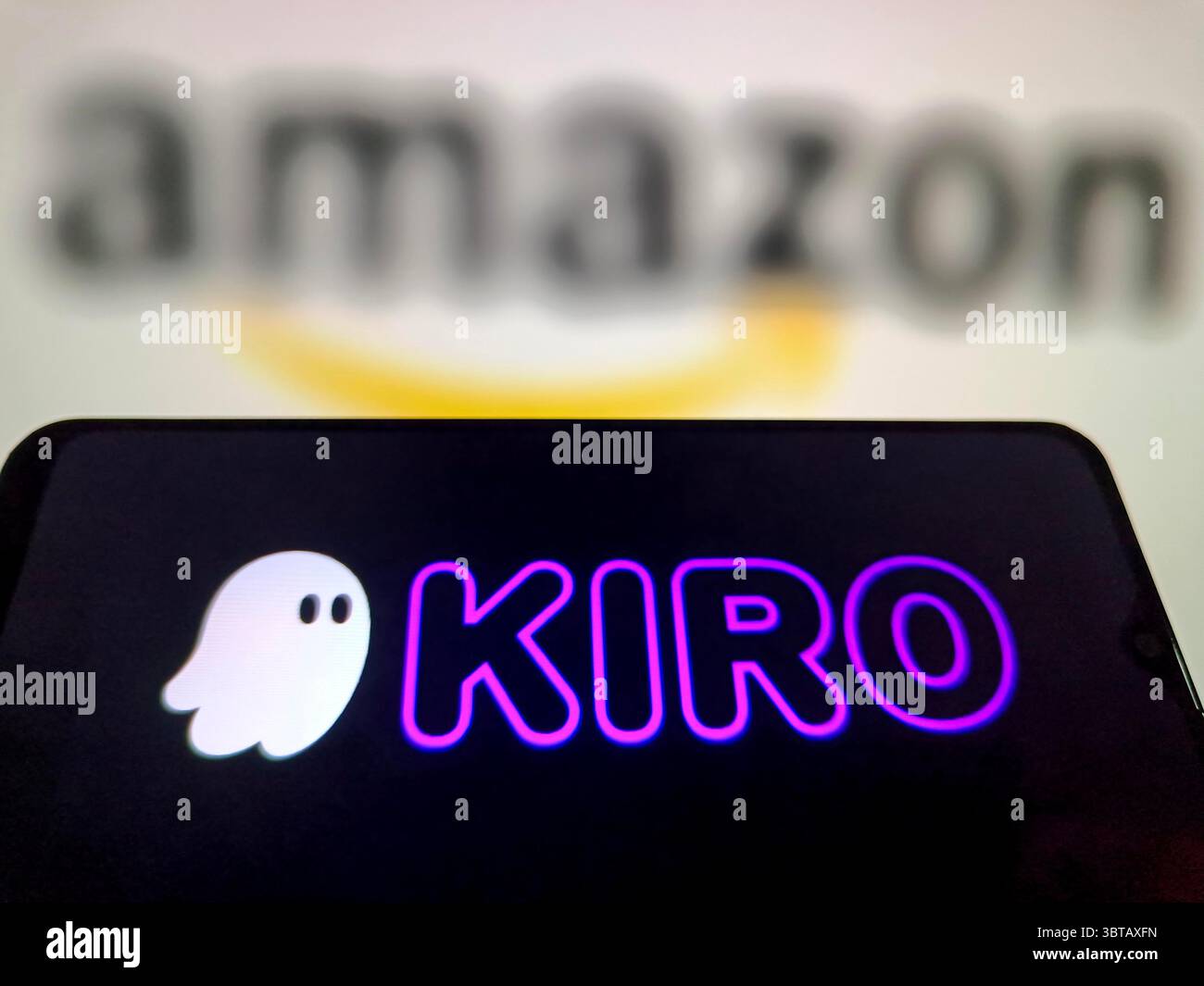 SUQIAN, CHINA - JULY 15, 2025 - A illustration photo shows KIRO logo in a smartphone with the ...