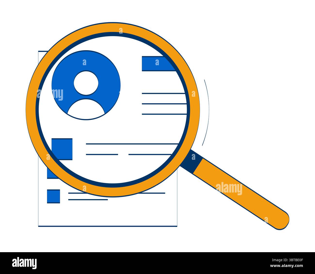 Magnifying glass focused on resume document 2D doodle object Stock ...