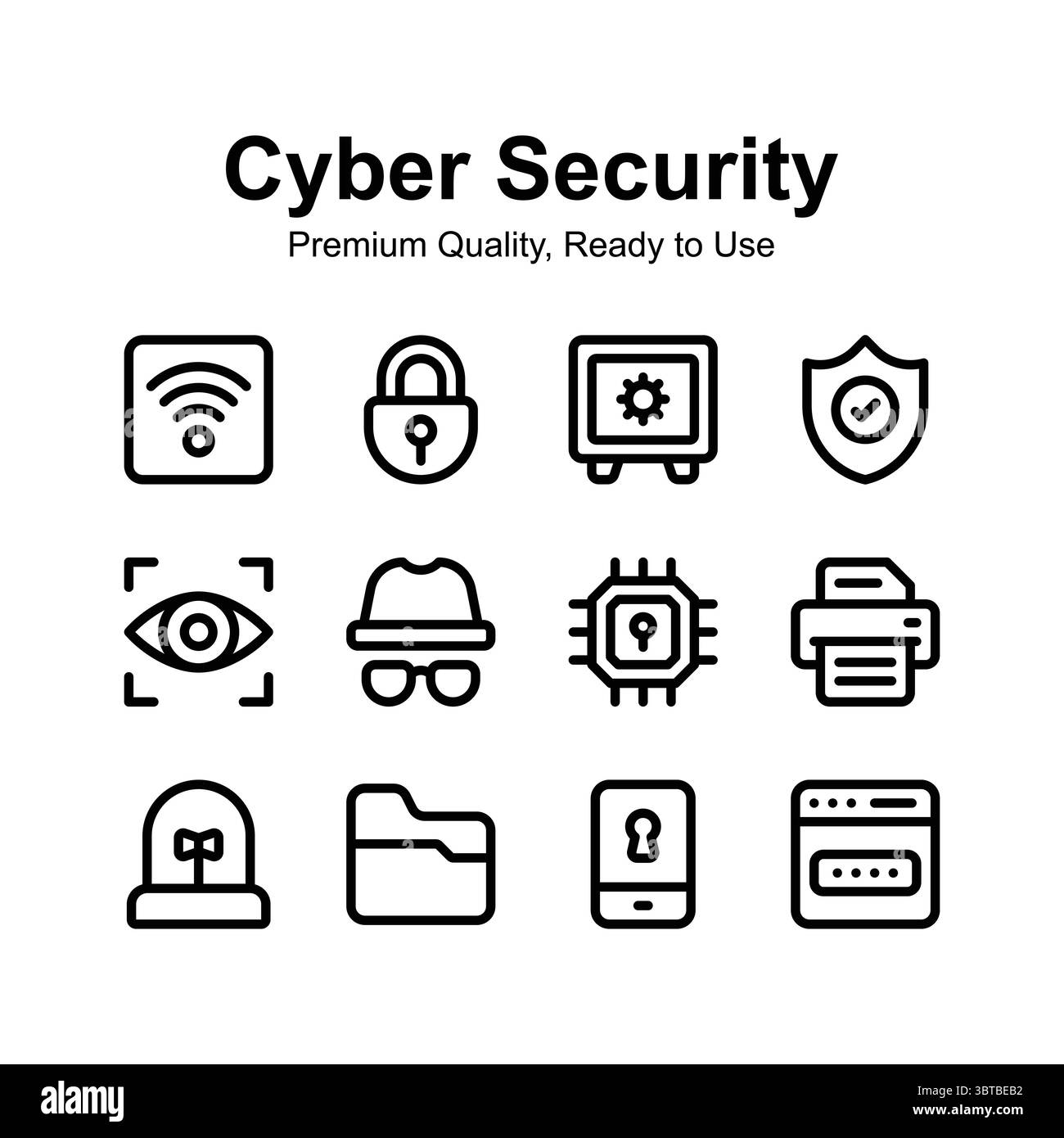 Creatively designed cyber security icons isolated on white background ...