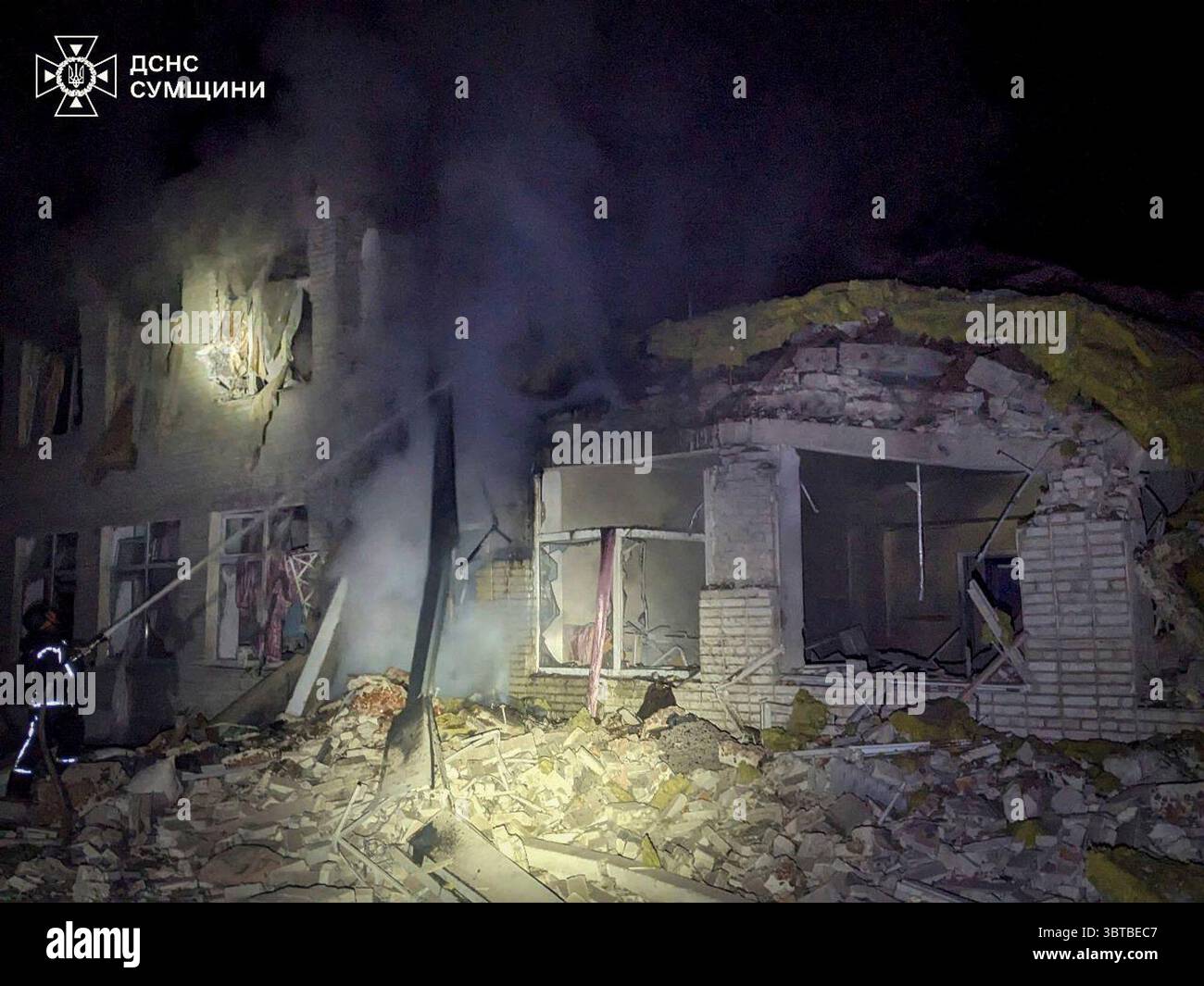 In this photo provided by the Ukrainian Emergency Service, firefighters ...
