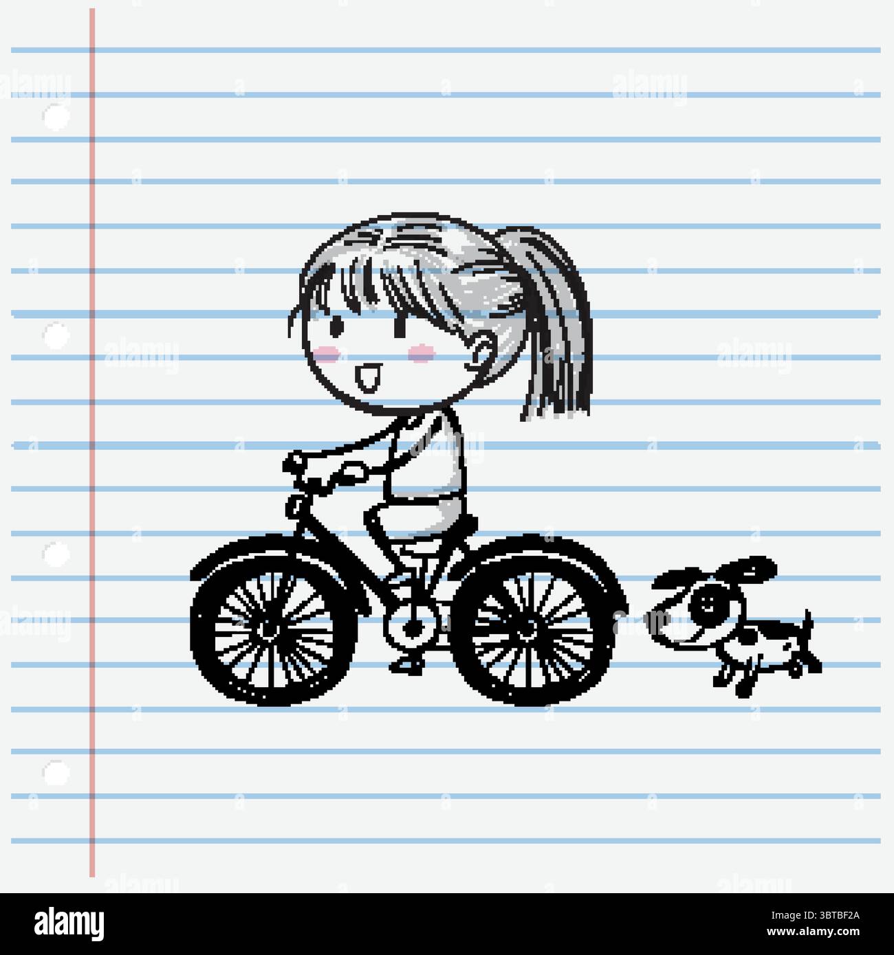 Cute girl riding bike Stock Vector Images - Alamy