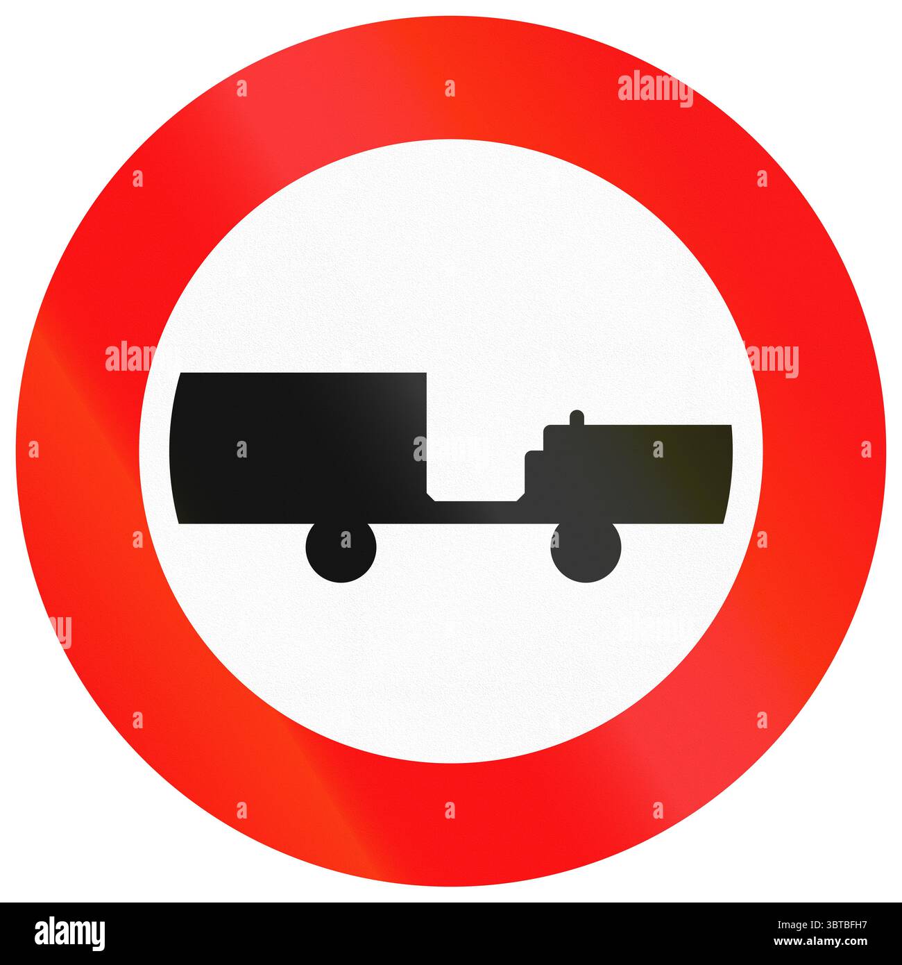 Chinese road sign used in Macau - No vehicles pulling a trailer Stock ...