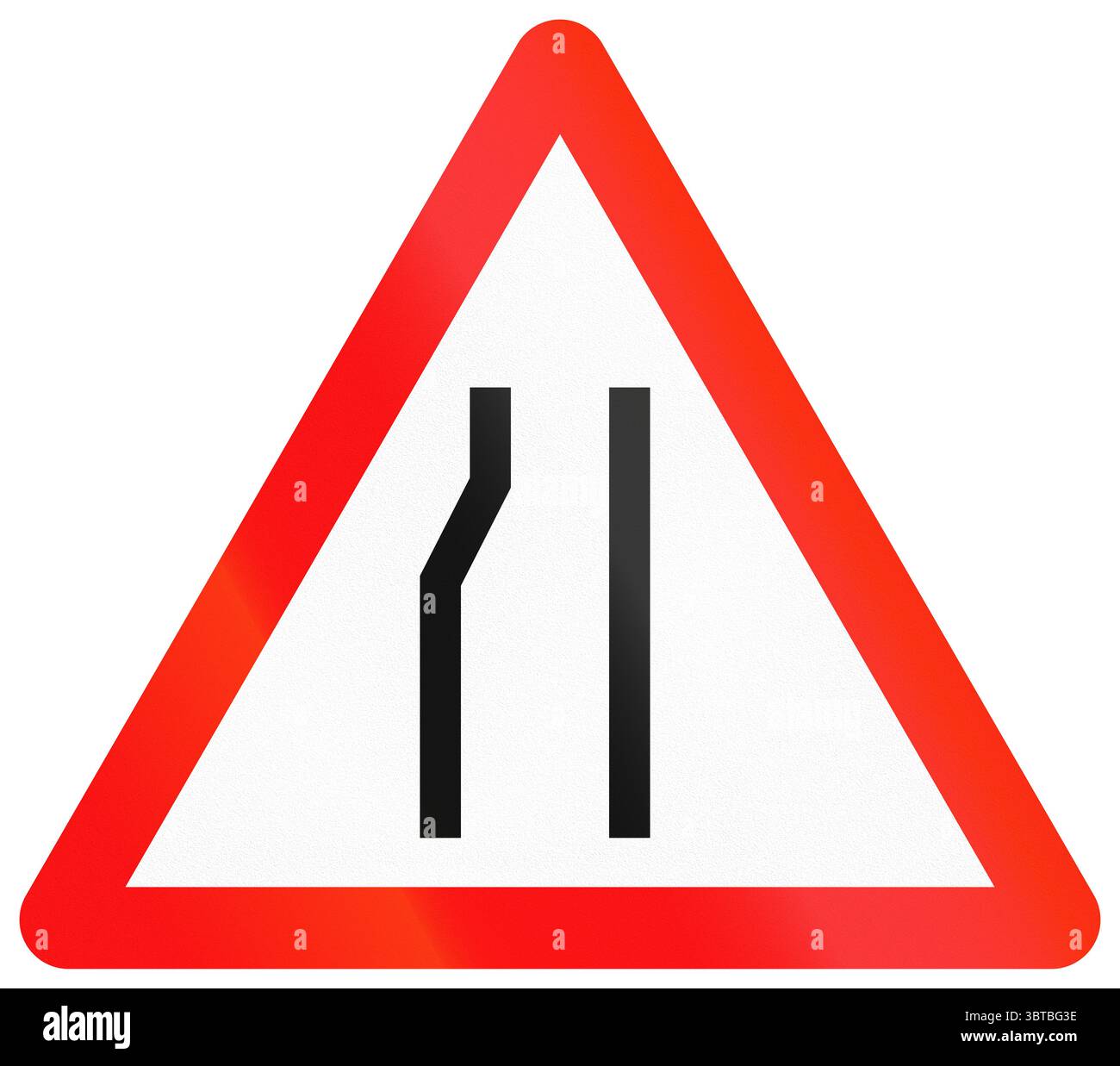 Chinese warning road sign used in Macau - Road narrows on the left ...