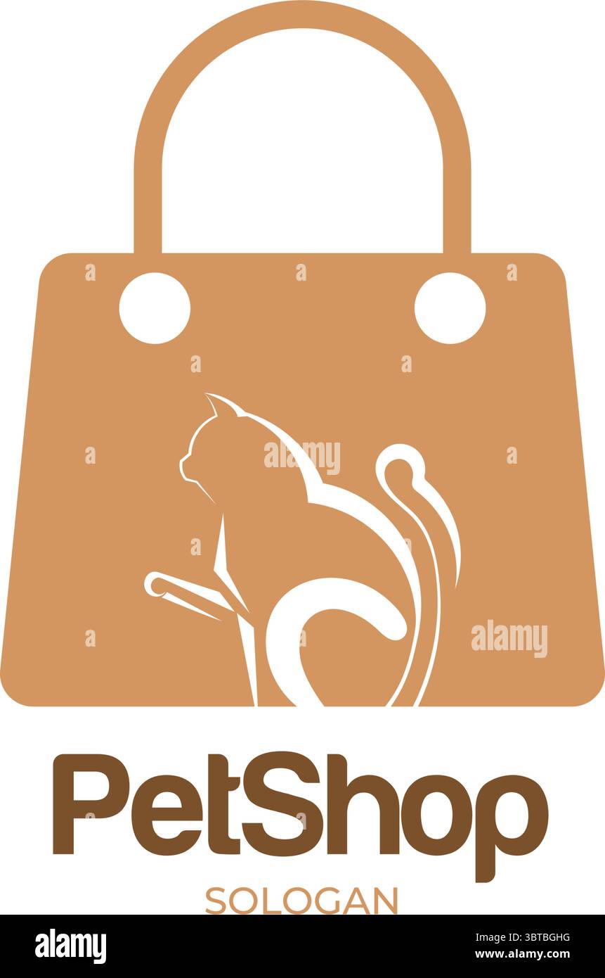 Pet Shop Logo Minimalist Cat in Shopping Bag Icon Stock Vector Image ...