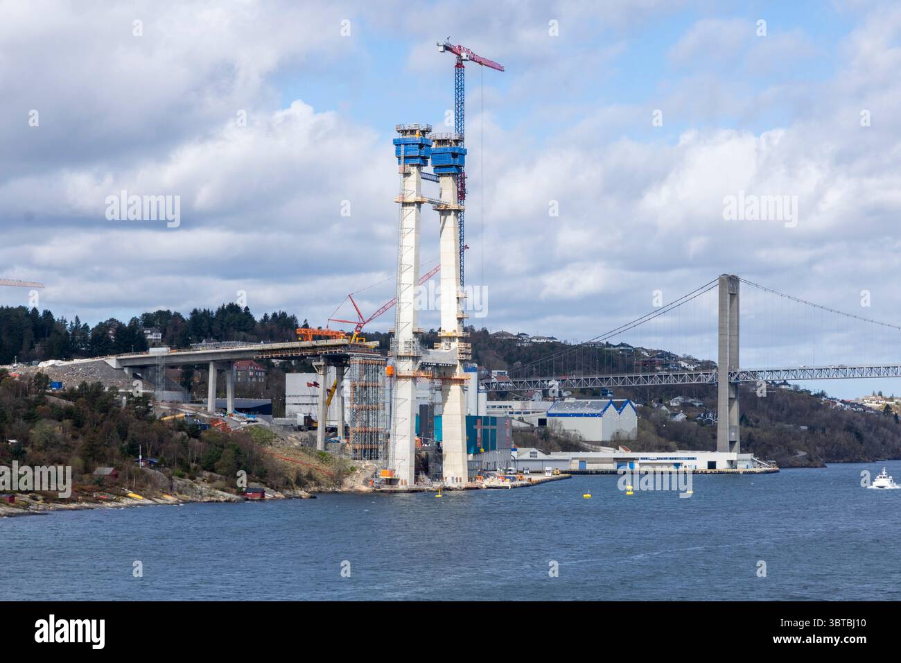 Construction of the New Sotra Bridge in april 2025 and the Sotra Bridge ...