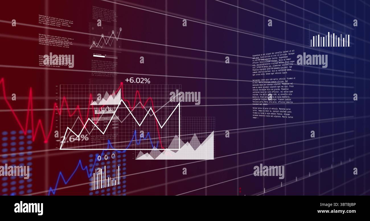Showing line graph and bar charts over 3D grid lines in virtual ...