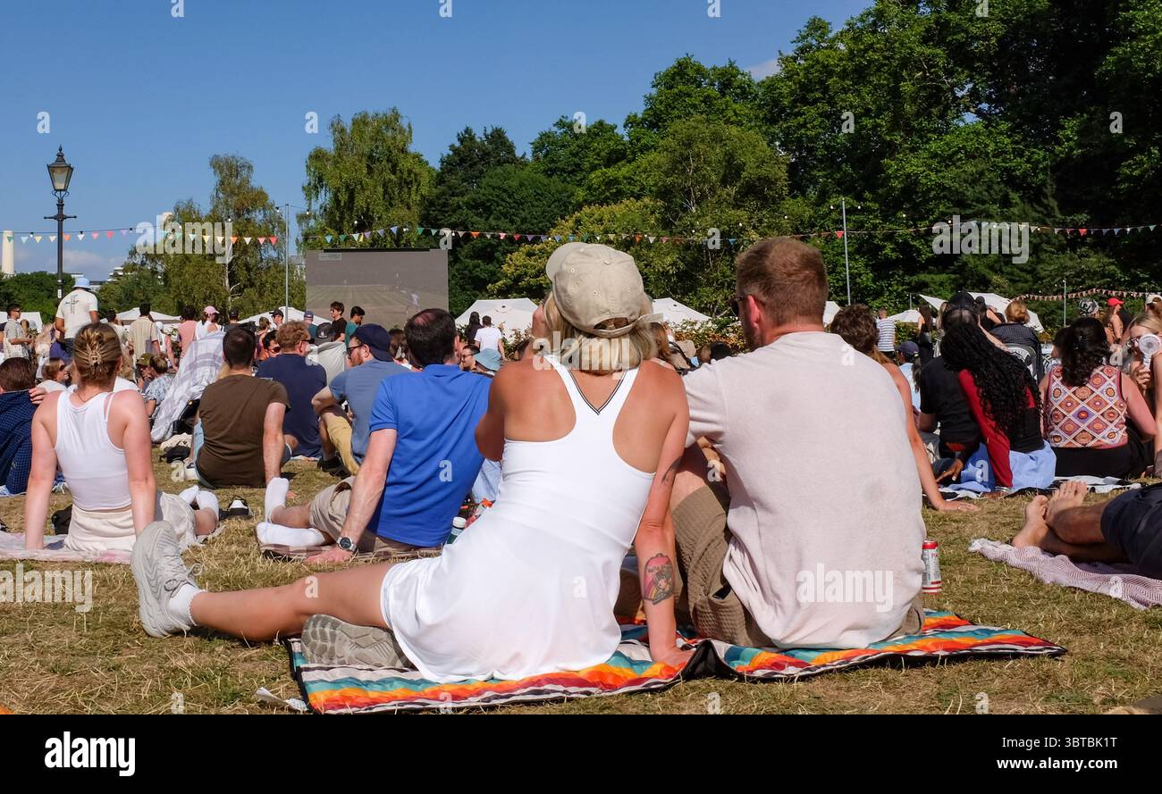 Spectators watching the Wimbledon Mens Tennis Final between Jannik ...