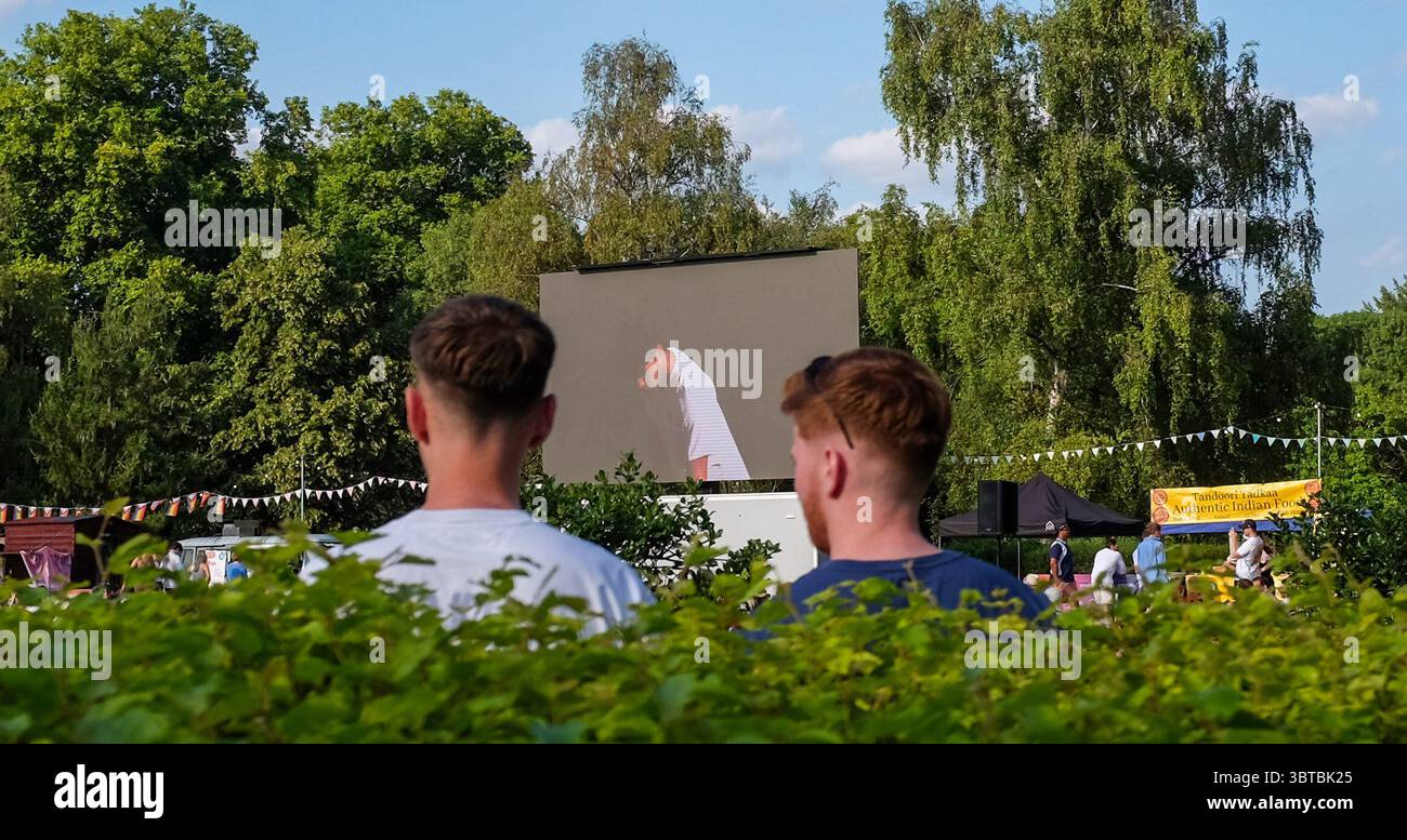 Spectators watching the Wimbledon Mens Tennis Final between Jannik ...