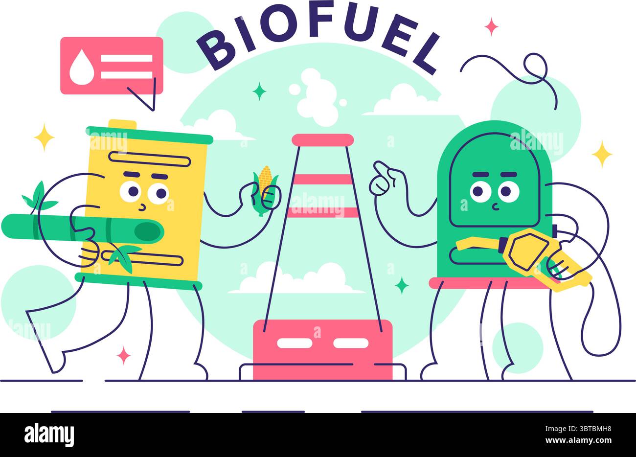 Biofuel Vector Illustration Featuring the Life Cycle of Natural ...