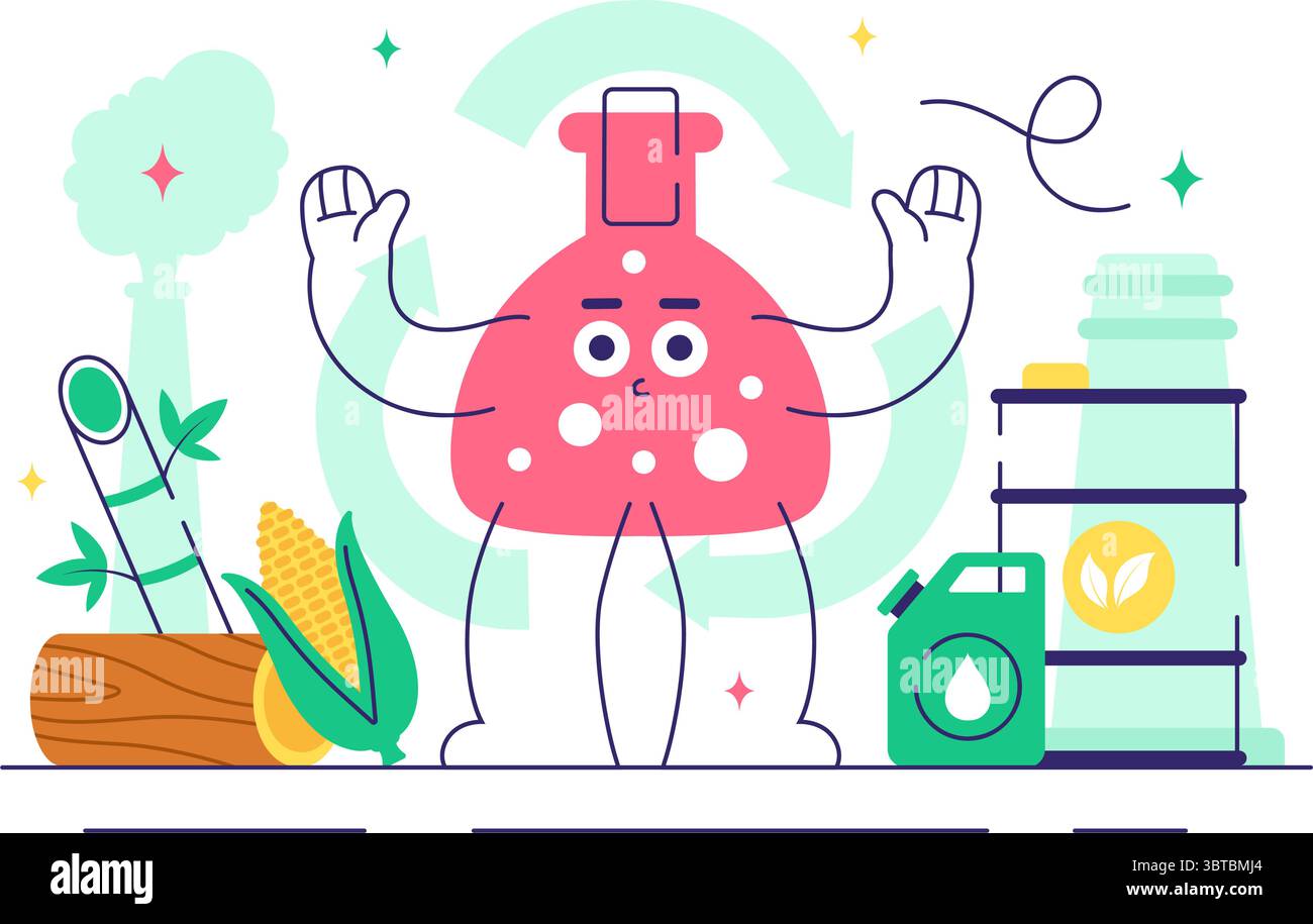 Biofuel Vector Illustration Featuring the Life Cycle of Natural ...