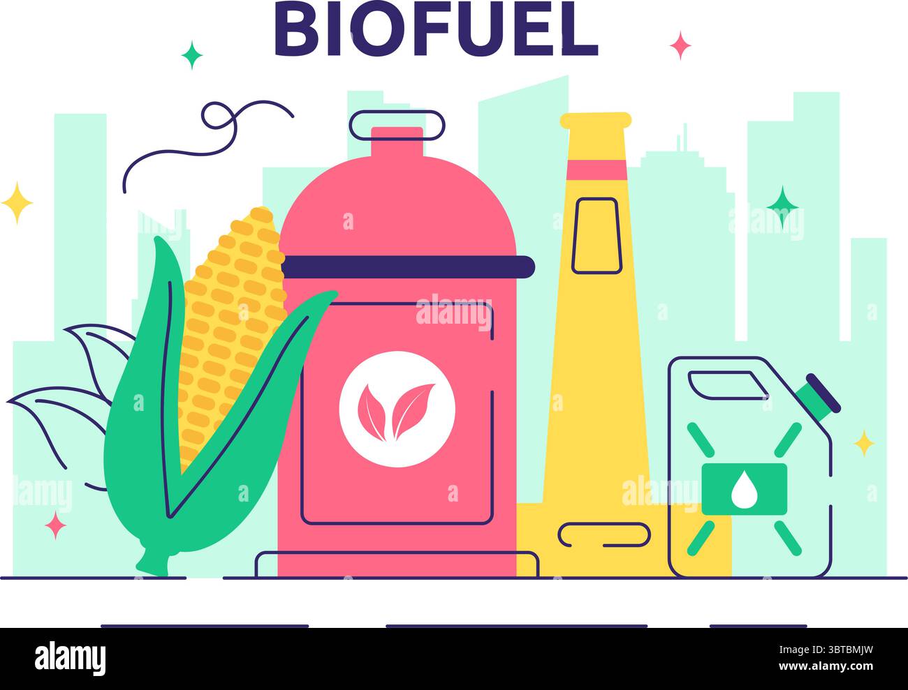 Biofuel Vector Illustration Featuring the Life Cycle of Natural ...