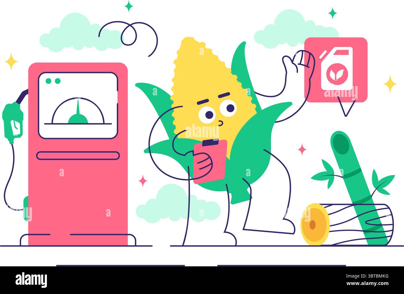 Biofuel Vector Illustration Featuring the Life Cycle of Natural ...